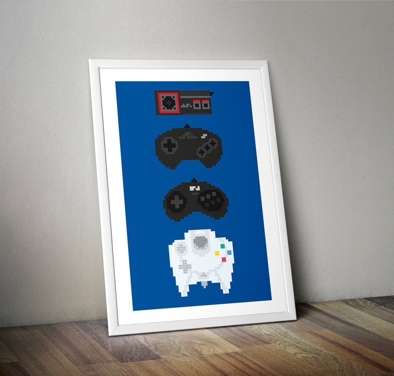 Retro Pixel Controllers Poster Pack - PRINT 02 - Vintage Gamer Wall Art ...