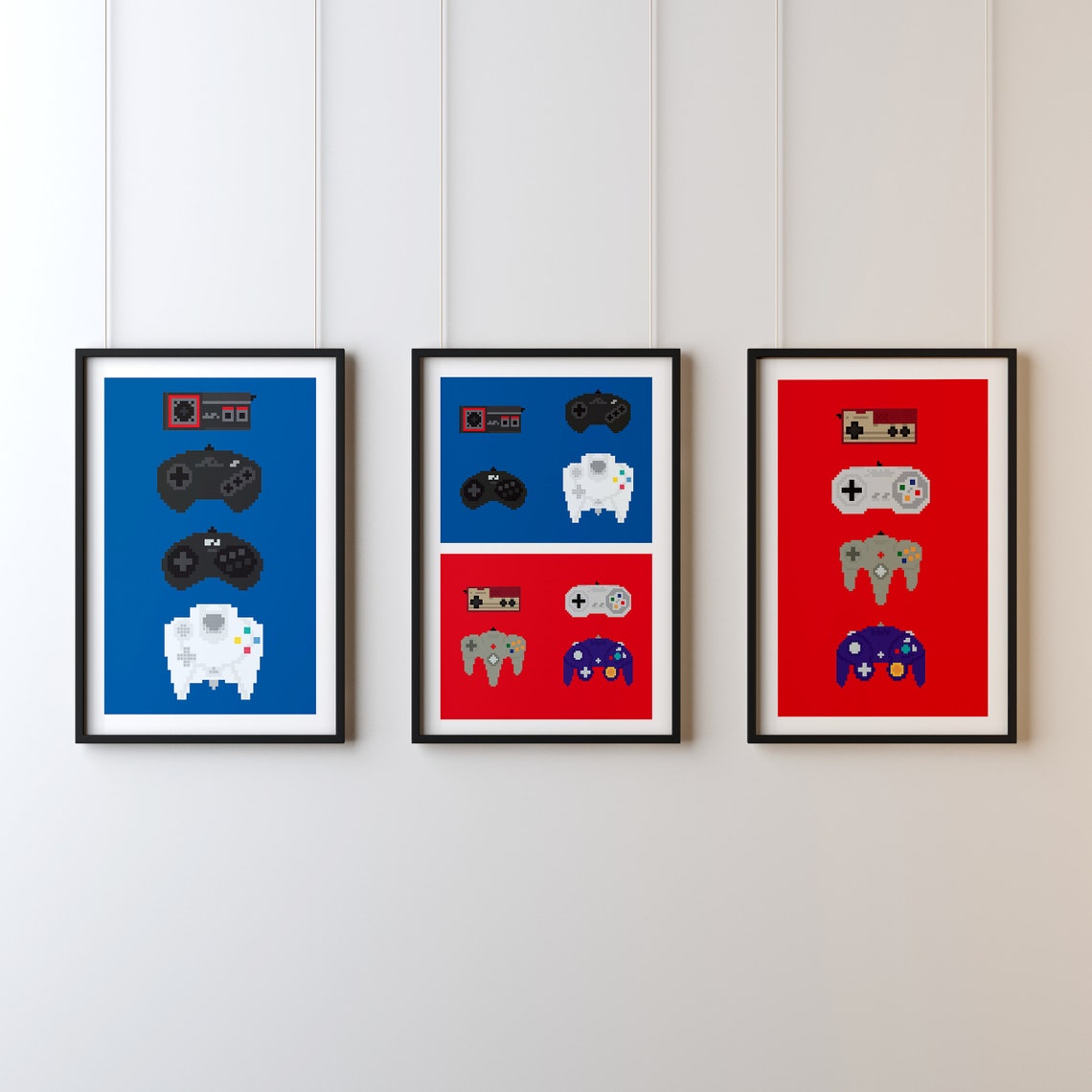 Retro Pixel Controllers Poster Pack - PRINT 02 - Vintage Gamer Wall Art ...