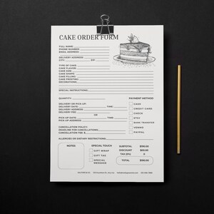 Cake Order Form Template | Order Form Template Canva | Bakery Order ...
