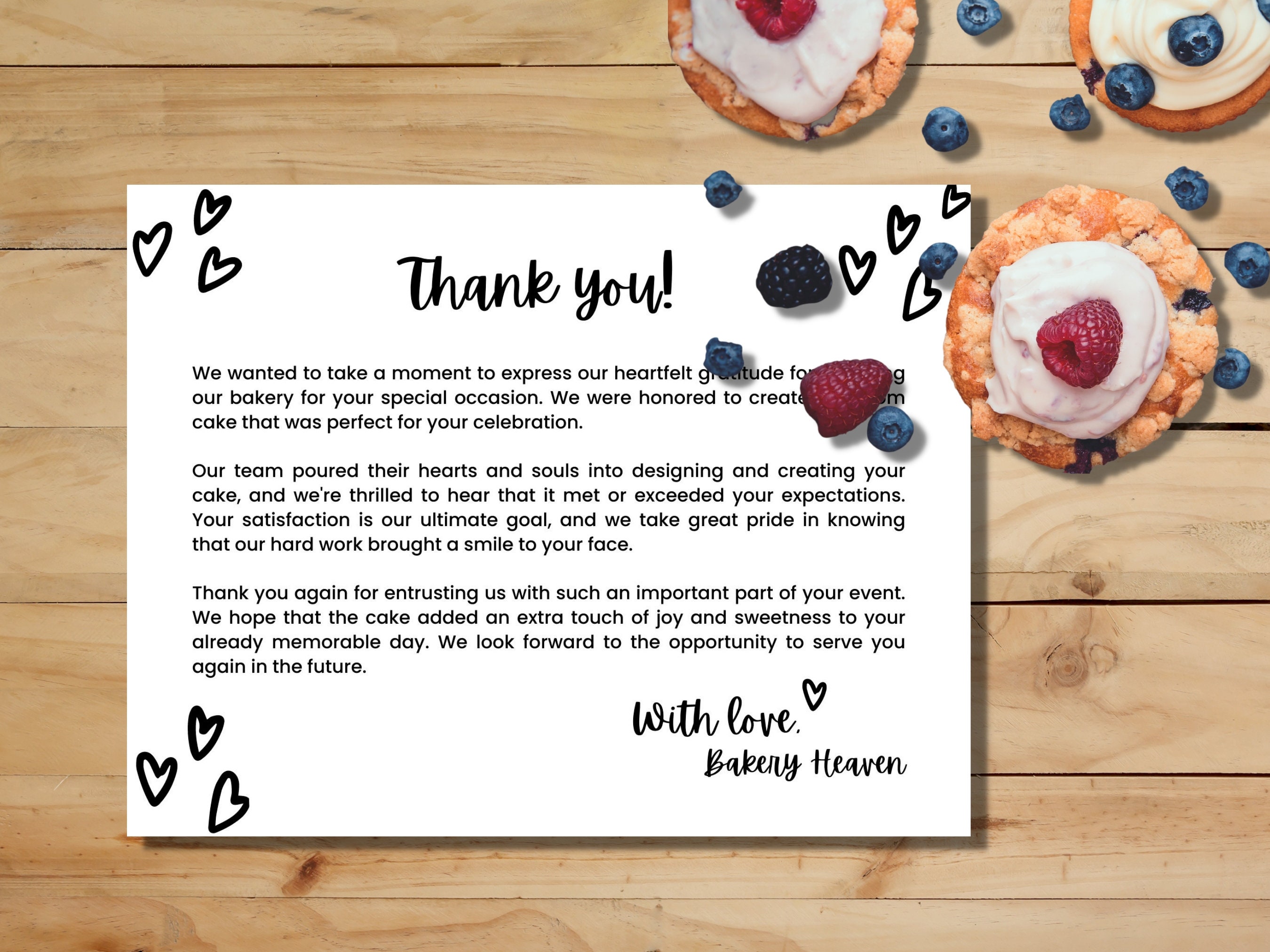 Cake Care Instructions and Thank You Cards, Bakery Branding Kit, Bakery ...
