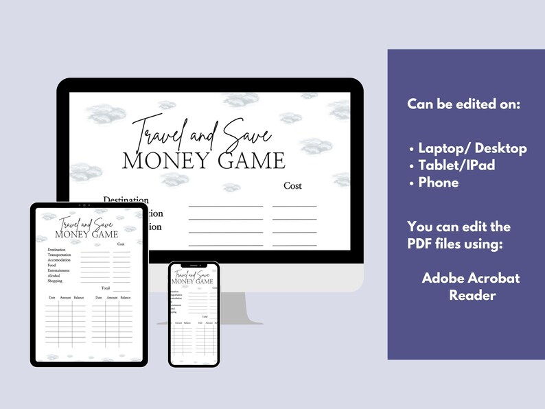 Travel Money Saving Challenge Financial Planner Printable - Etsy
