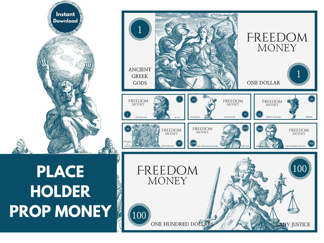 Freedom Money Prop Money Place Holder Cards for Money Envelopes, Cash ...
