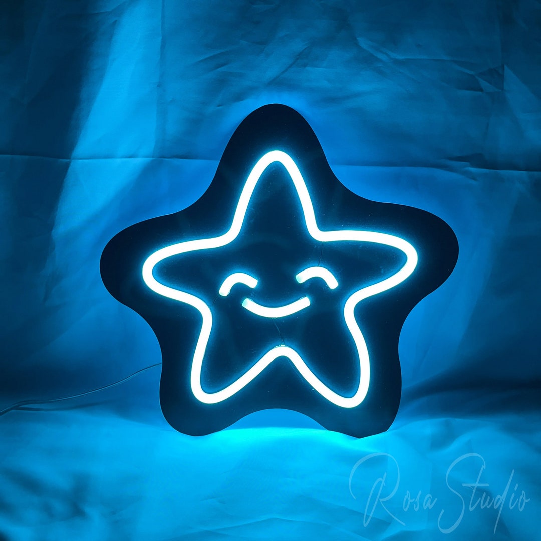 Star Neon Sign Star Space Kid Room Star Led Sign Smiley - Etsy