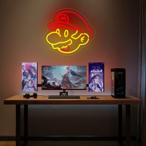 Mario Light Sign Neon Sign Game Room Decor Super Mario - Etsy