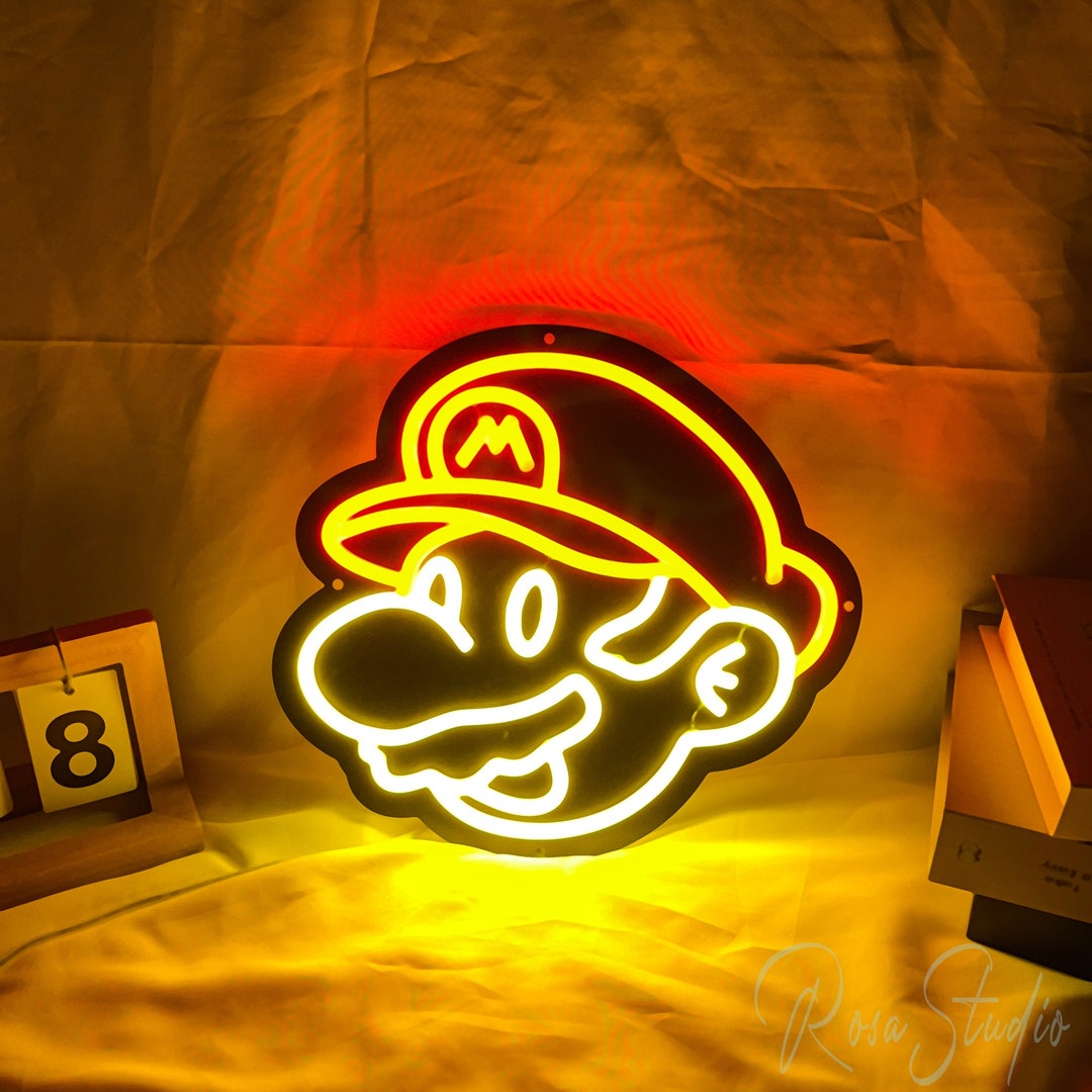 Mario Light Sign Neon Sign Game Room Decor Super Mario - Etsy