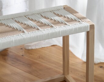 Hand Woven Bench Mid Century Woven Bench Modern Entryway - Etsy