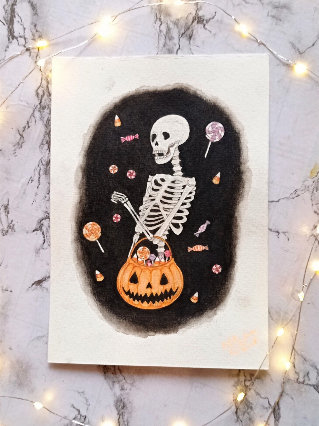Candy Skeleton - Originalillustration A5 - Etsy Österreich