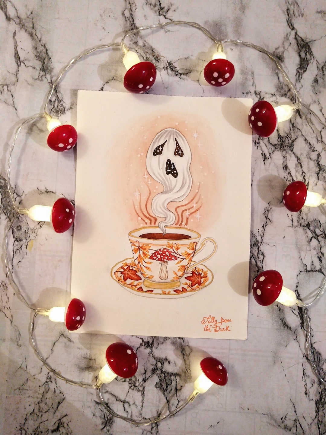 Tea Ghost - Art Print / Spooky Autumn, Ghost, Tea, Fall - Etsy