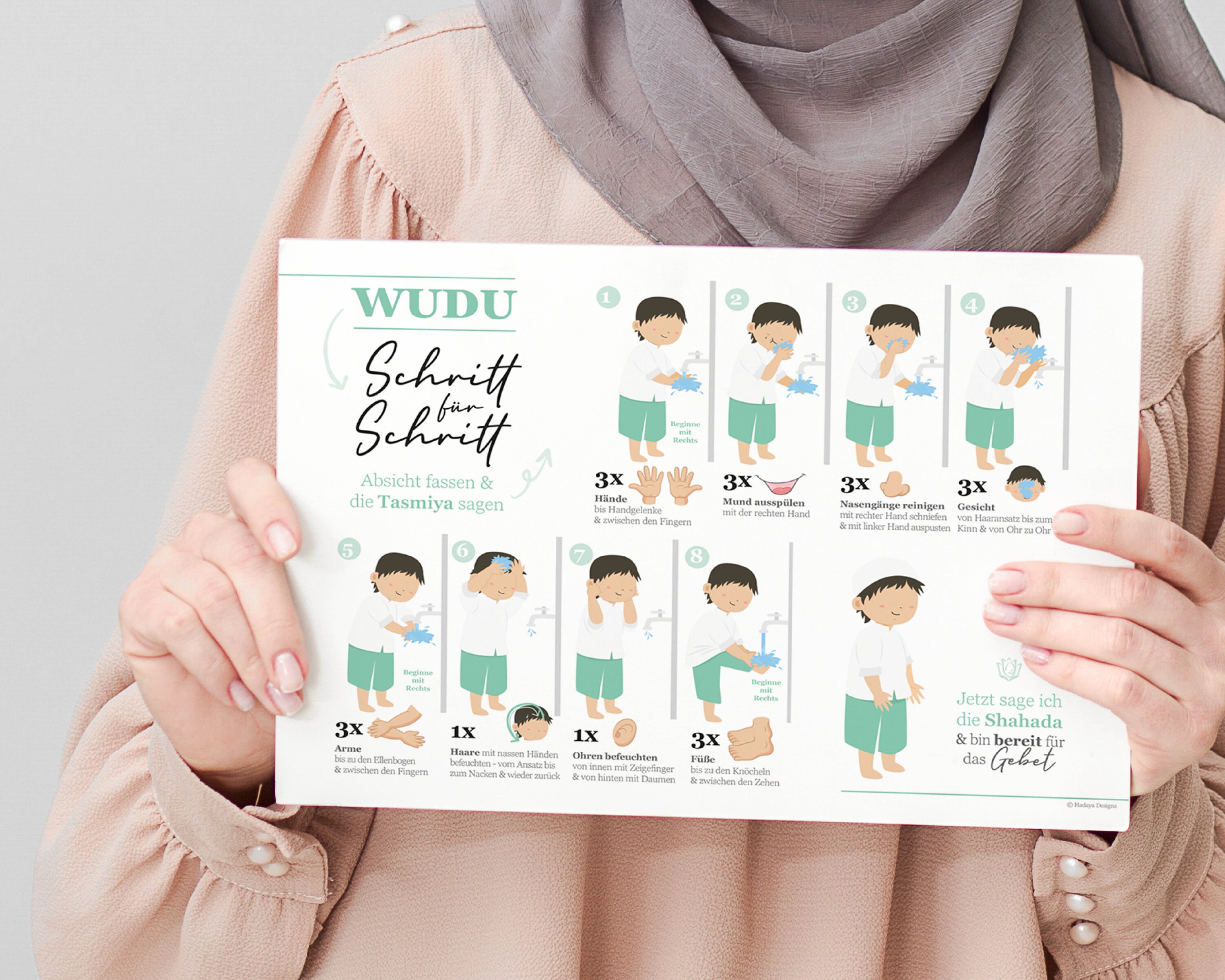 Wudu - A4-poster - Step for Step Guide to Learn Ablution - Wudu Abdest ...