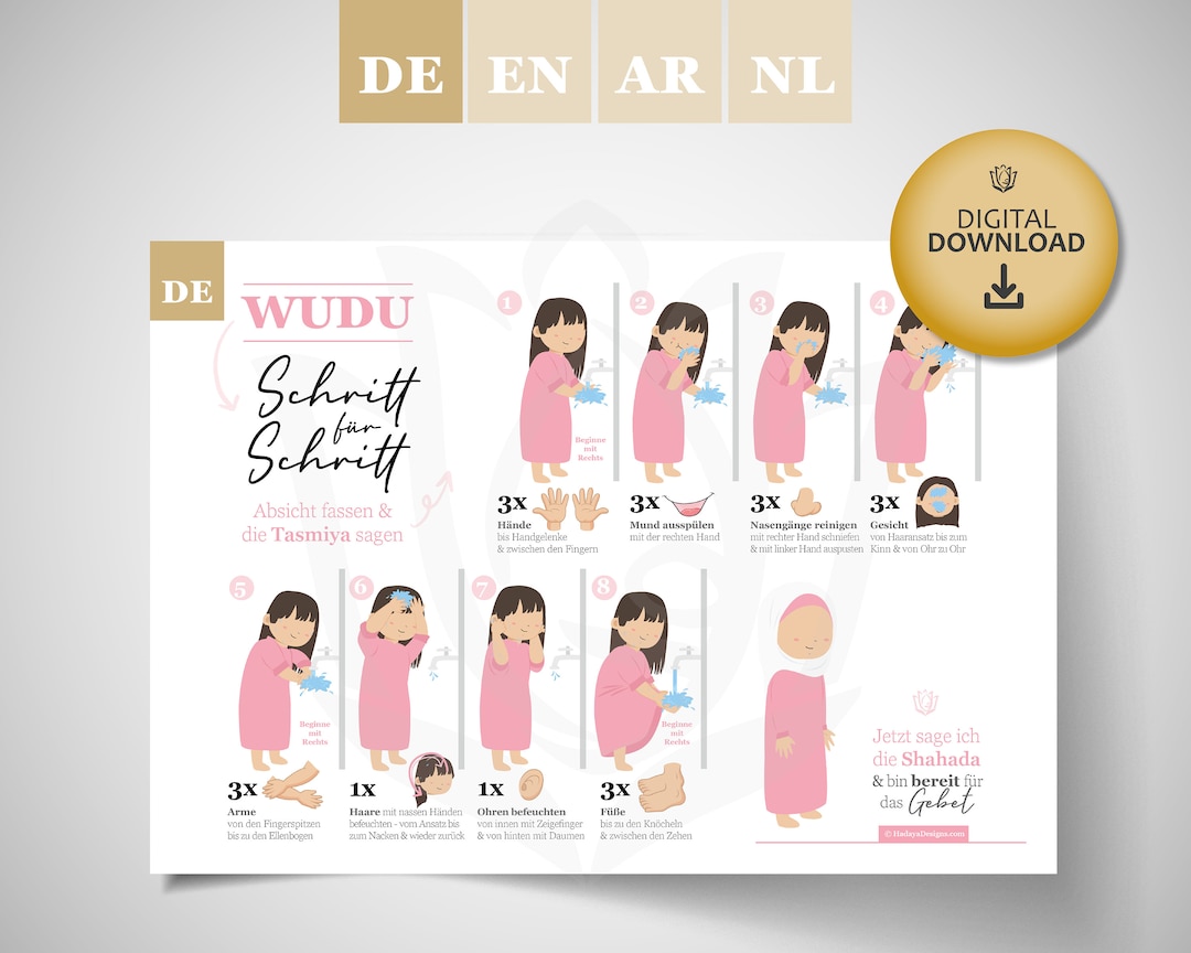 Digital Download - Wudu-poster - German - Step by Step Guide - Wudu ...