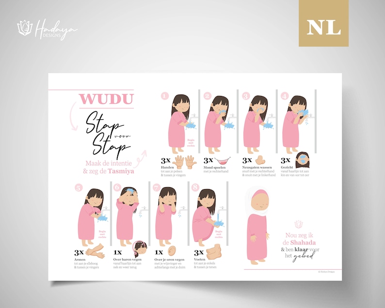 Wudu - A4-poster - Step for Step Guide to Learn Ablution - Wudu Abdest ...