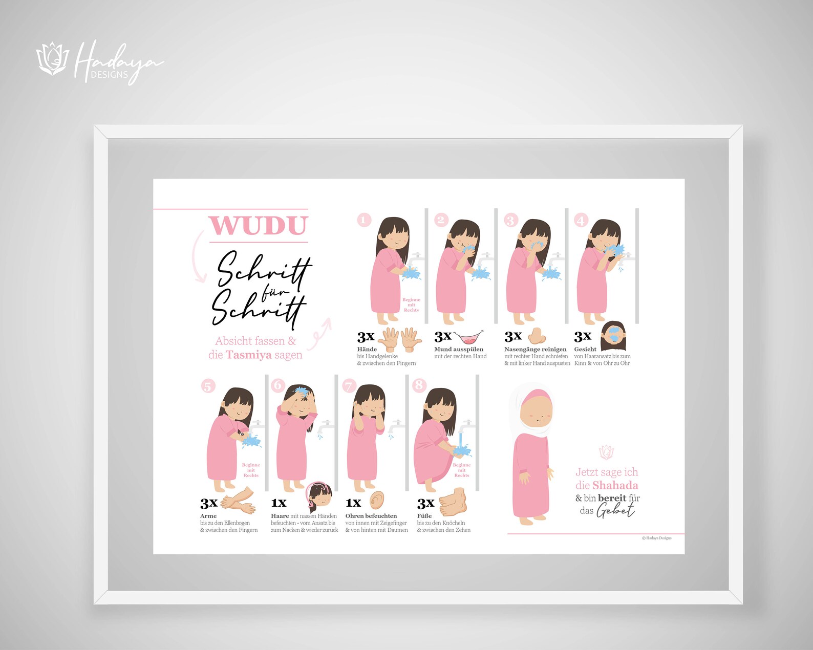Wudu - A4-poster - Step for Step Guide to Learn Ablution - Wudu Abdest ...