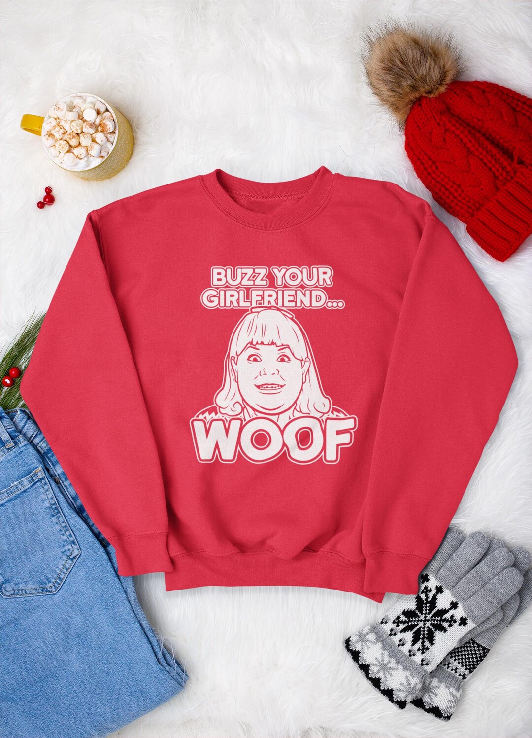 Buzz Your Girlfriend Woof Funny Christmas Xmas Group Holiday Party ...