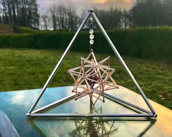 Merkaba Inside of a Star Icosahedron, Metal and Glass Sacred Geometry ...
