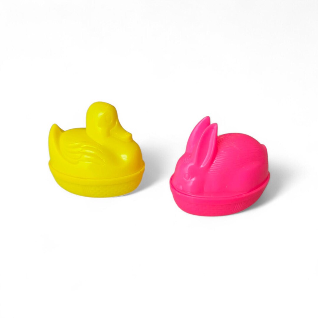 Vintage Rosen Easter Candy Container Toy Duck on Nest and Bunny on Nest ...