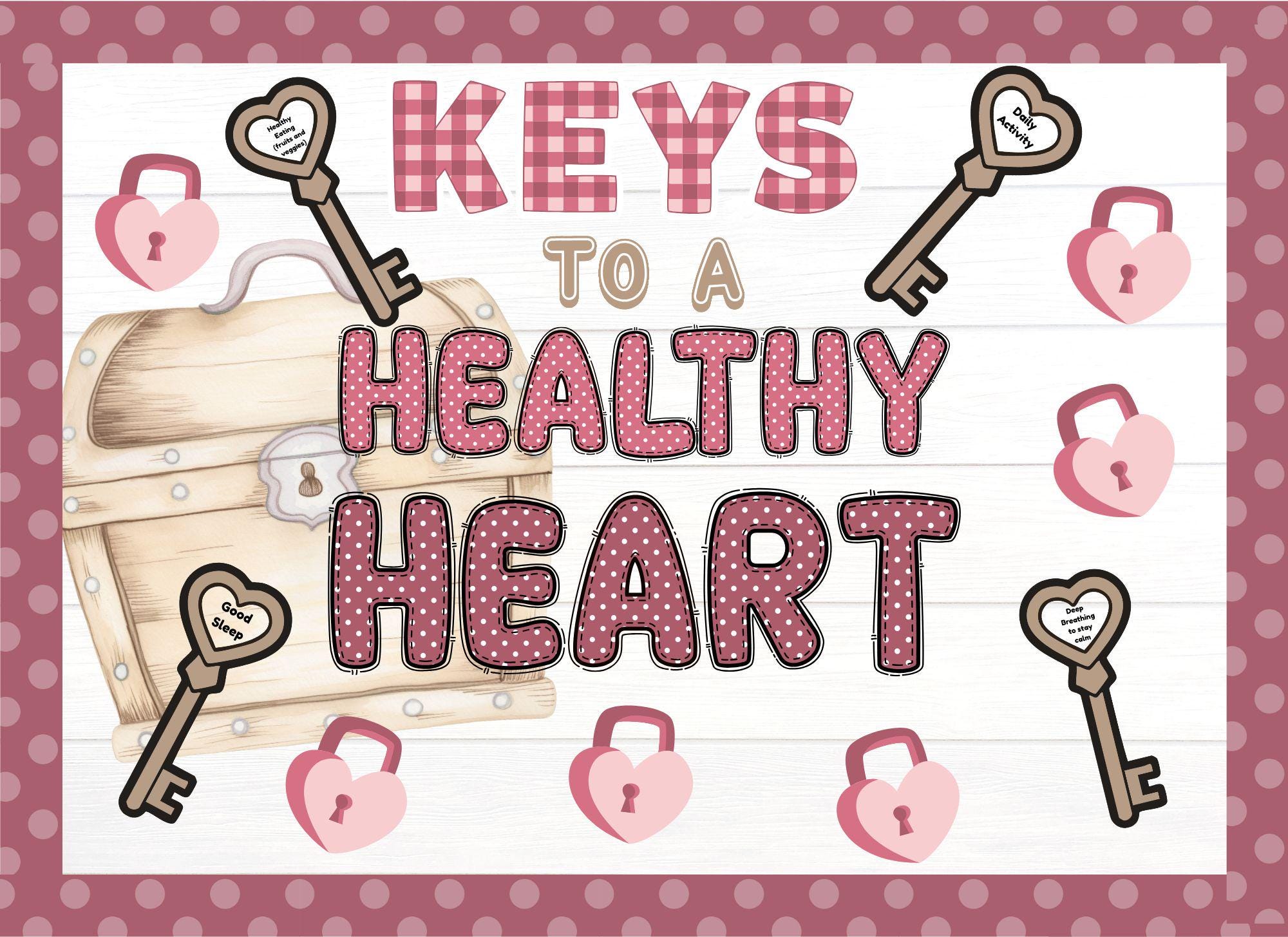 Keys to a Healthy Heart-bulletin Board-pdf-digital Download - Etsy