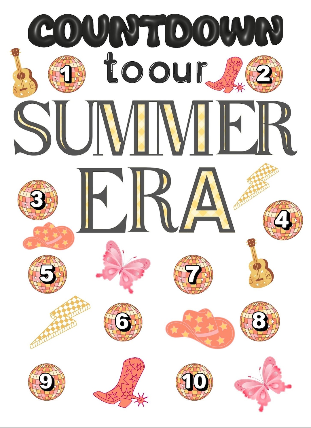 Summer Countdown Bulletin Board-end of School Year-swifty Inspired - Etsy