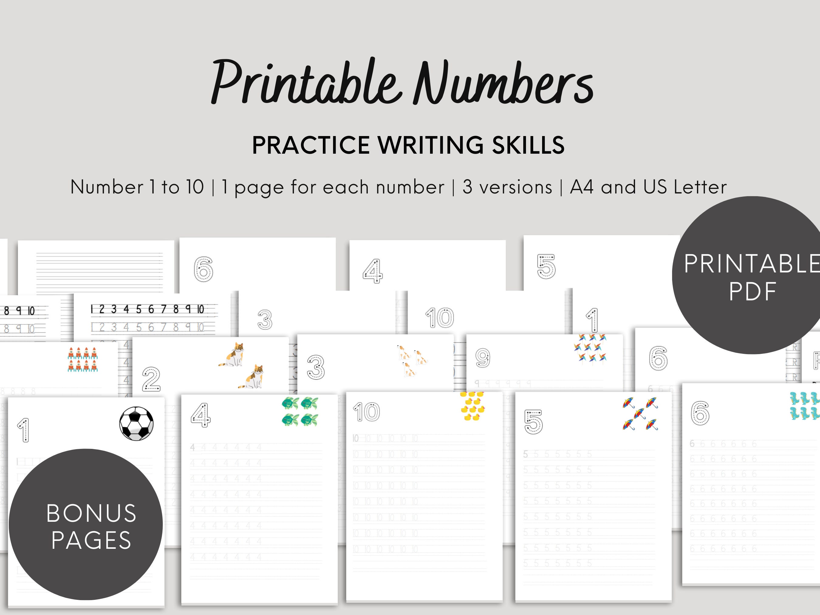 Printable Handwriting Practice Sheets, Handwriting Worksheets Bundle ...