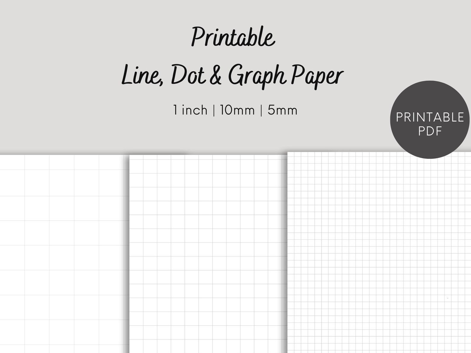 Printable Graph Paper A4, A5 & LETTER Basic Notebook Paper 5mm Grid ...