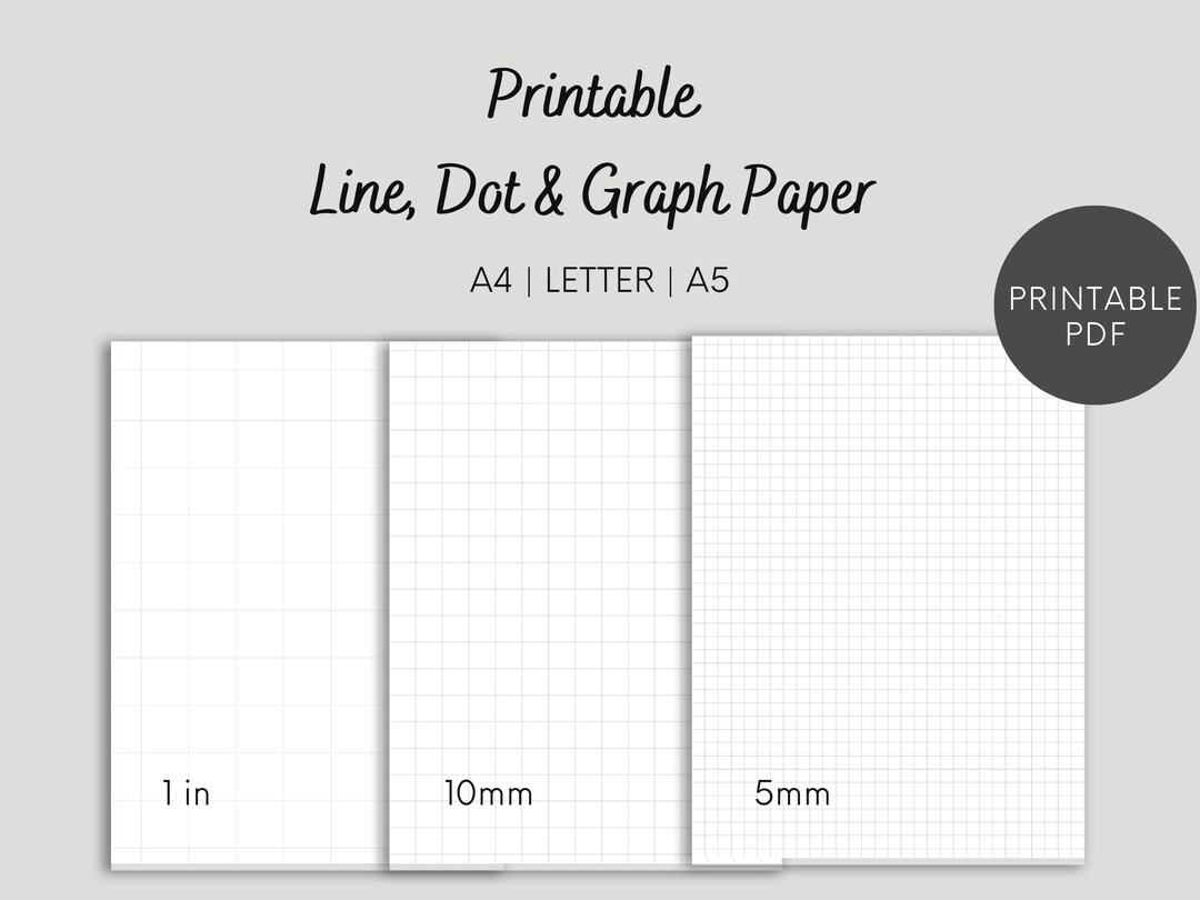 Printable Graph Paper A4, A5 & LETTER | Basic Notebook Paper | 5mm Grid ...