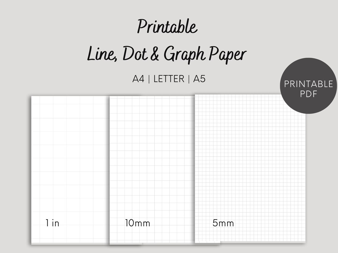Printable Graph Paper A4, A5 & LETTER | Basic Notebook Paper | 5mm Grid ...