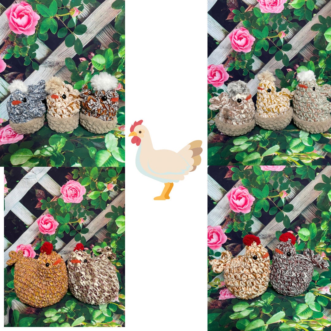 Chicken Bundle Listing, Large Chicken, Small Chicken, Small Poofy Head ...