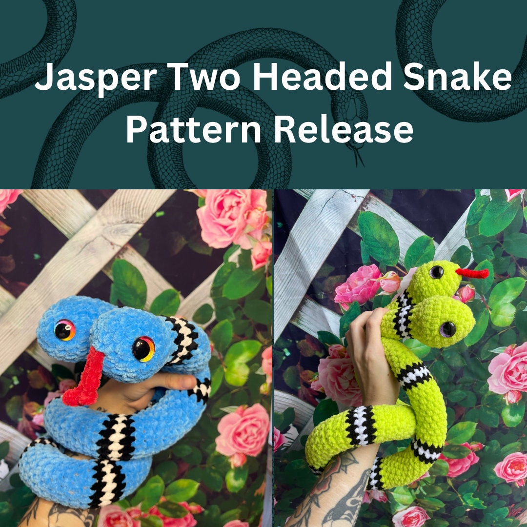 Jasper the Two Headed Snake, Crochet Pattern, Amigurumi - Etsy