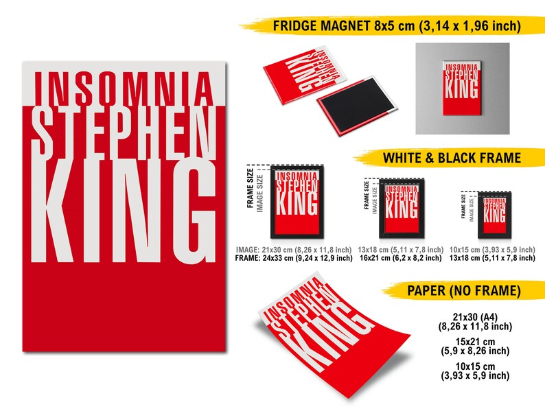 Stephen King Fridge Magnets & Frame: Insomnia Rose Madder - Etsy
