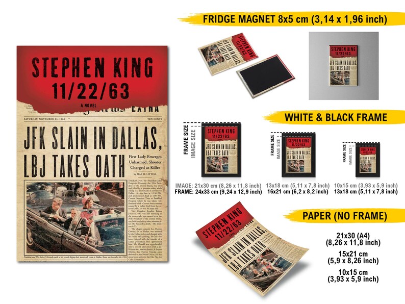 Stephen King Fridge Magnets & Frame: Under the Dome 11/22/63 Wind ...
