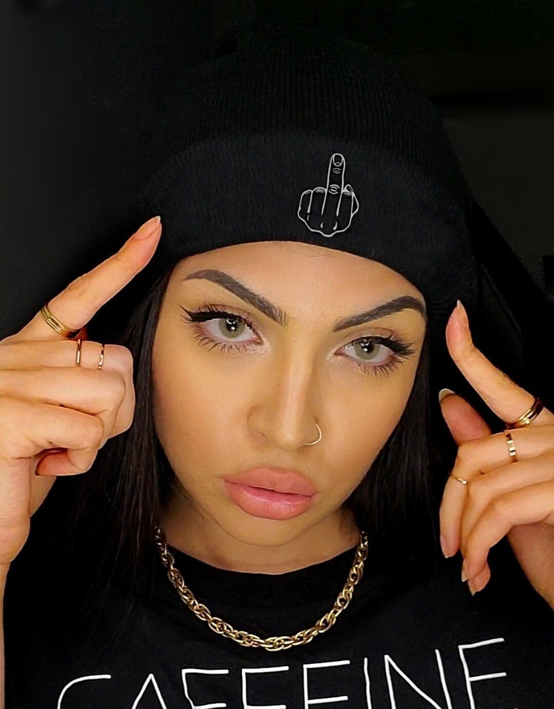RC Apparel (middle Finger) Embroidered Two-faced Beanie - Etsy