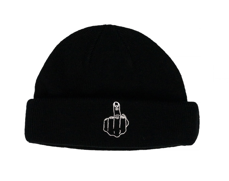 RC Apparel (middle Finger) Embroidered Two-faced Beanie - Etsy