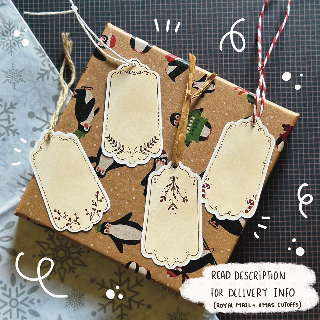 4 Christmas Name Tags Card Label Friends Presents Name Xmas Crafting ...