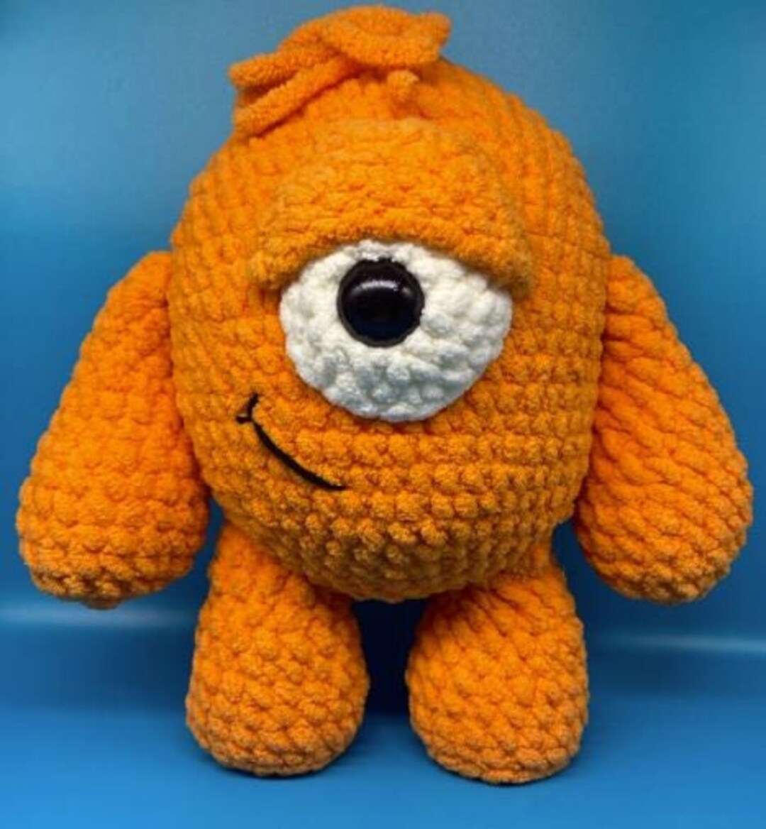 PDF Crochet Pattern: Larry the Monster. Cute Orange Monster Plush Yarn ...