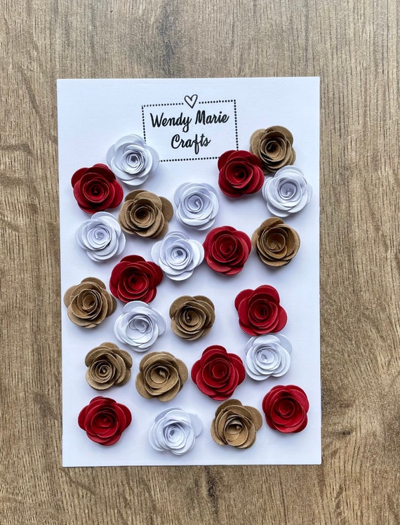 Hand Rolled Paper Flowers Red Roses White Roses Kraft - Etsy