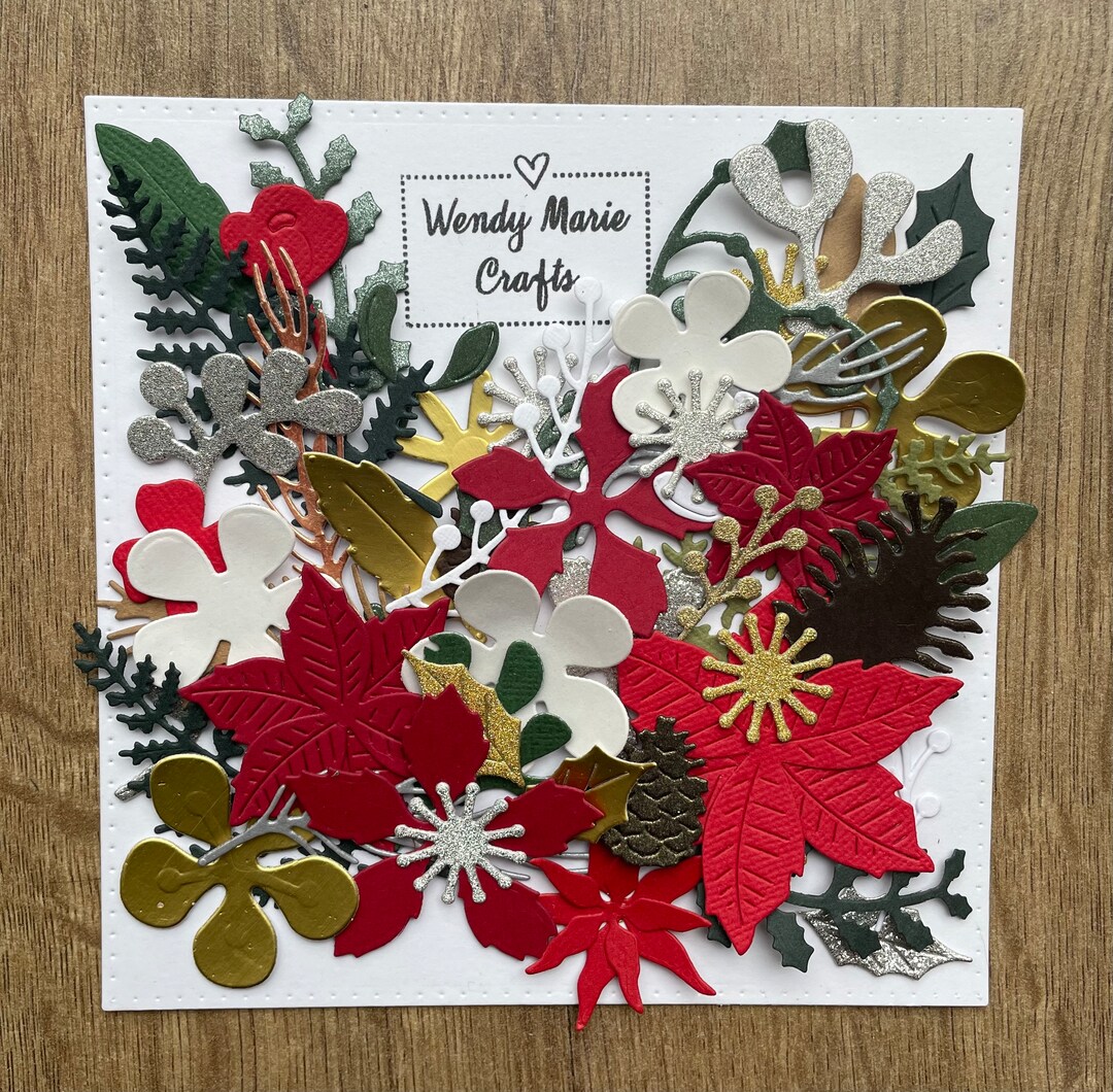 Collection of 50 Christmas Die Cut Flowers and Leaves Embellishments ...