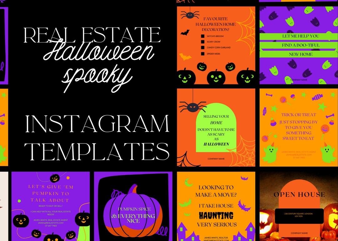 Halloween Spooky Real Estate Marketing Instagram Posts - Etsy