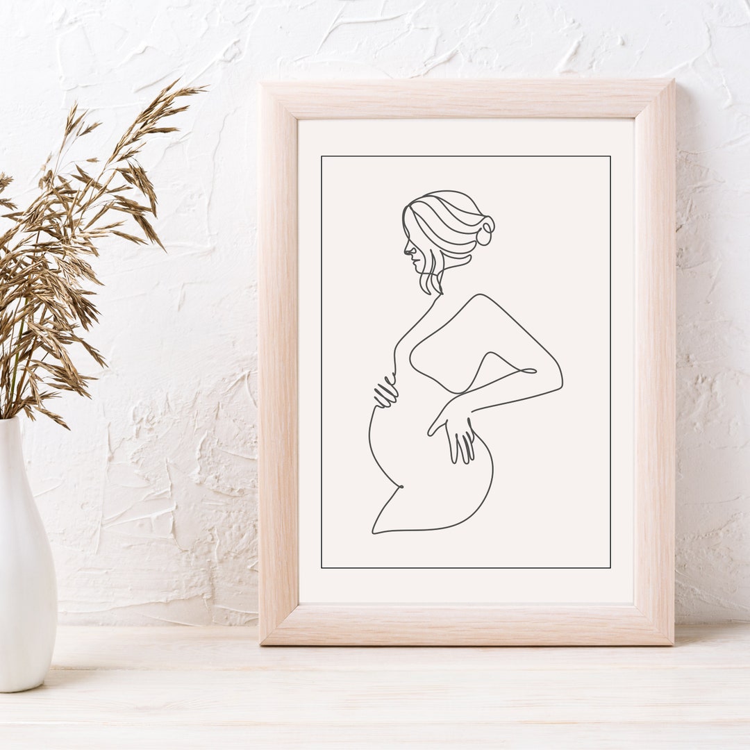 Set of 8 Line Pregnancy Abstract Wall Art Printable - Etsy