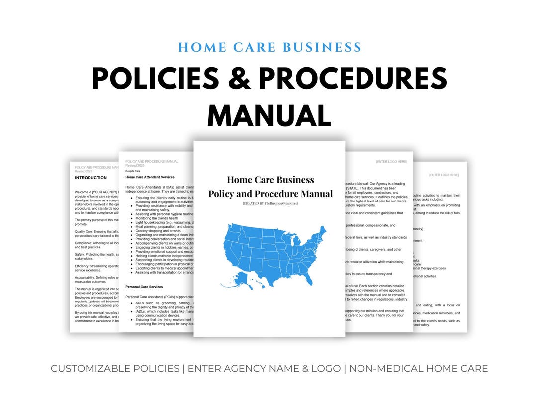 Editable Home Care Policy Manual Template: Licensing & Procedures - Etsy
