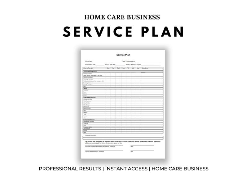 Home Care Service Plan Template | Home Care Service Plan Agreement ...