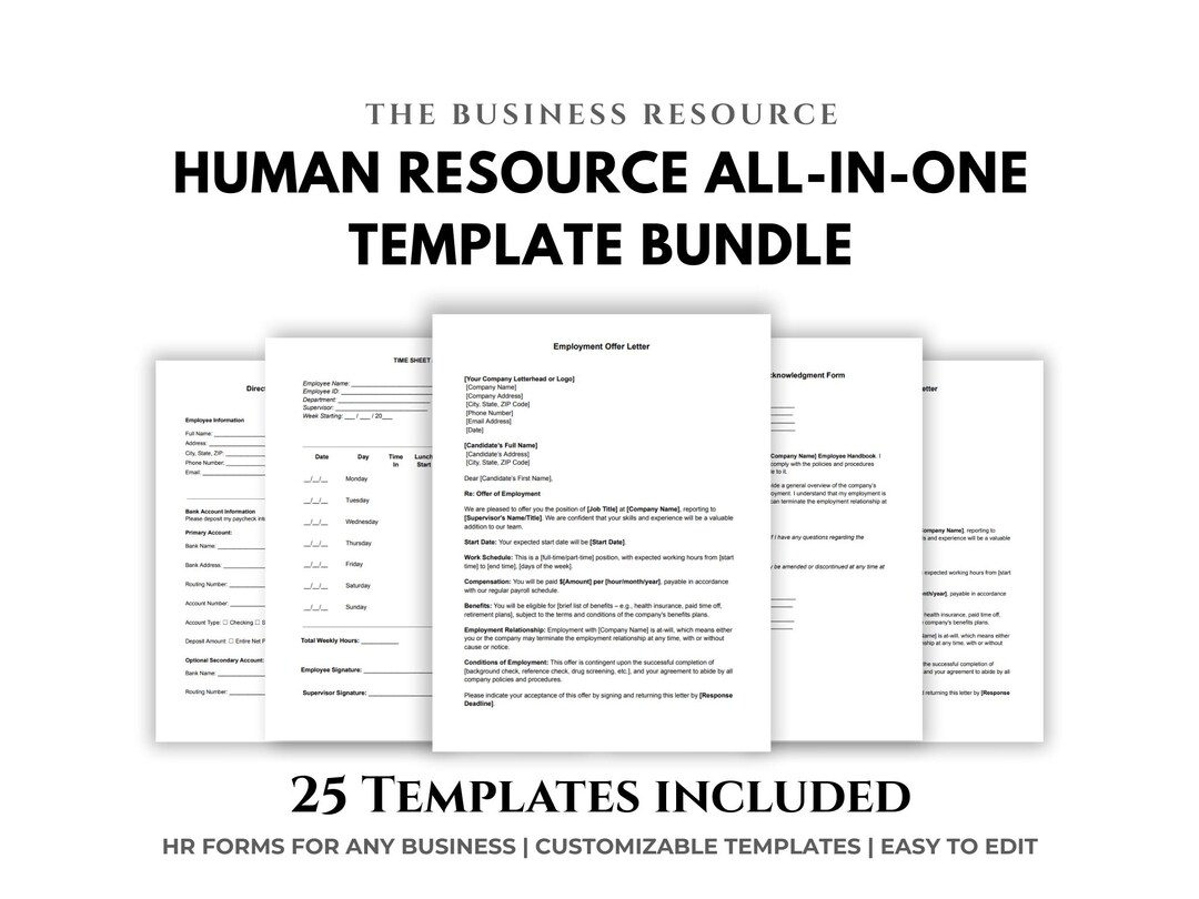 Human Resources Template Bundle: HR Forms, Employee Management - Etsy