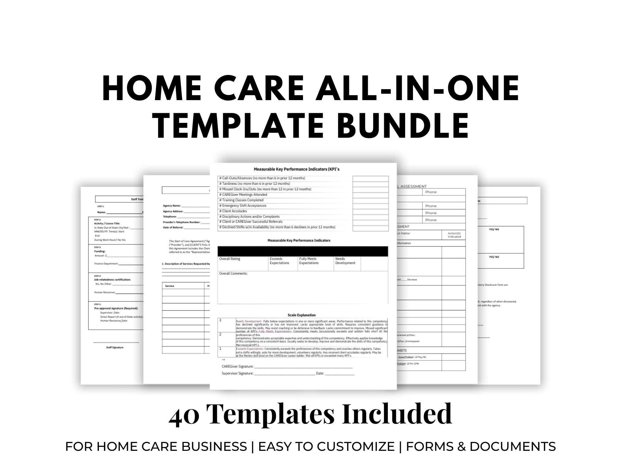 Home Care Agency Template Bundle: Editable Forms & Documents - Etsy