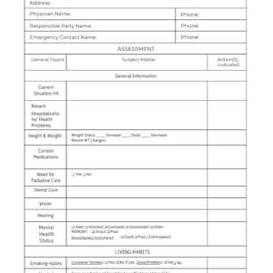 Home Care Client Intake & Assessment Form: Non-medical (PDF Template ...
