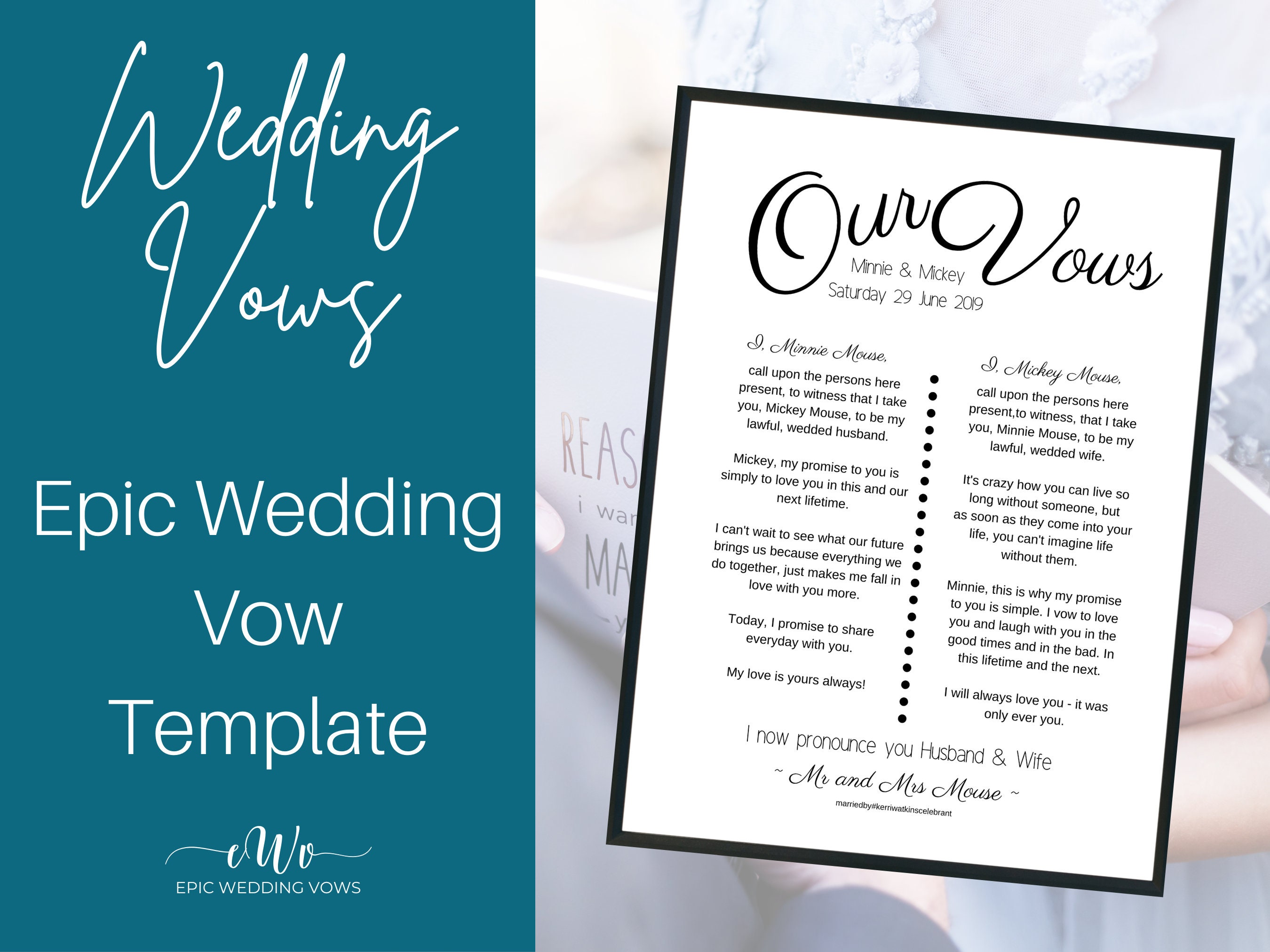 Custom Personalised Vows Keepsake Keepsake Vow Wedding Vows Print ...