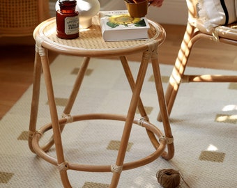 Round Raffia Side Table - Etsy