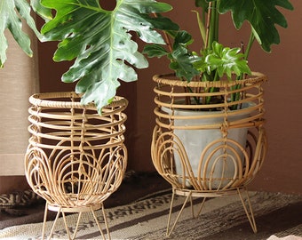 Rattan Plant Stand - Etsy