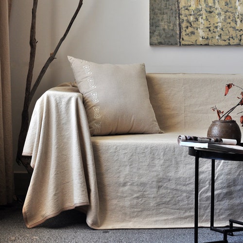 Linen Couch Cover Natural Sofa Slipcover Made of 100% - Etsy Australia