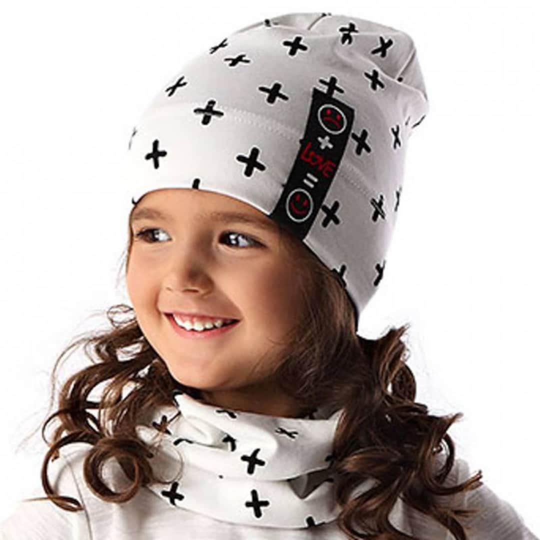 Jersey Cap Children Girls Set Cotton Cap Beanie Slouch Loop - Etsy