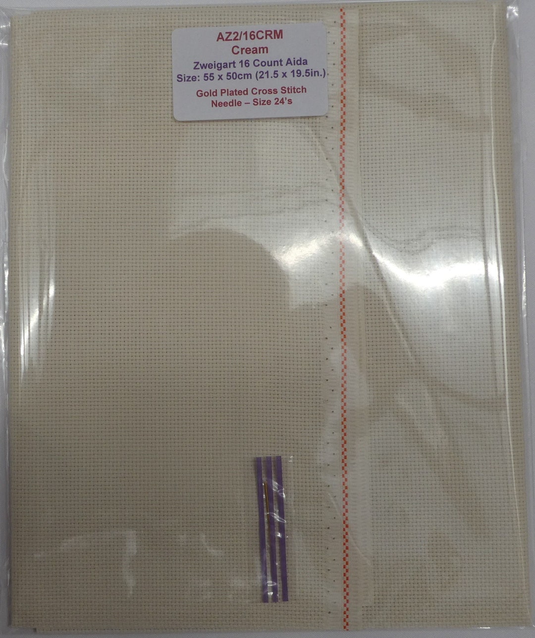 Zweigart Cream 16 Count Aida Cross Stitch Fabric 55 X 50cm With Needle ...