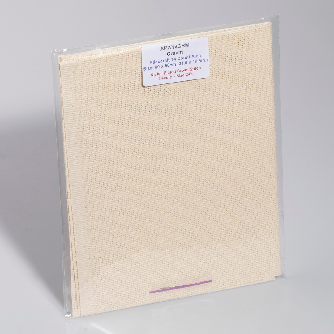 Atlascraft Cream 14 Count Aida Cross Stitch Fabric 78 X 50cm With ...