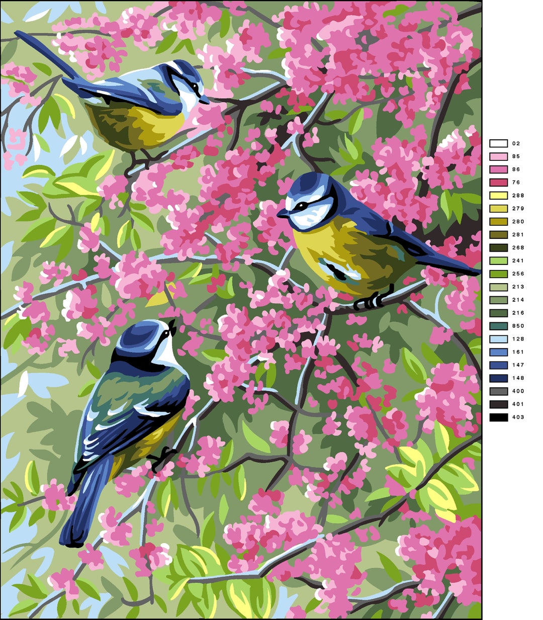 Royal Paris Tapestry/needlepoint Kit - Blue Chickadees & Flowers (les ...